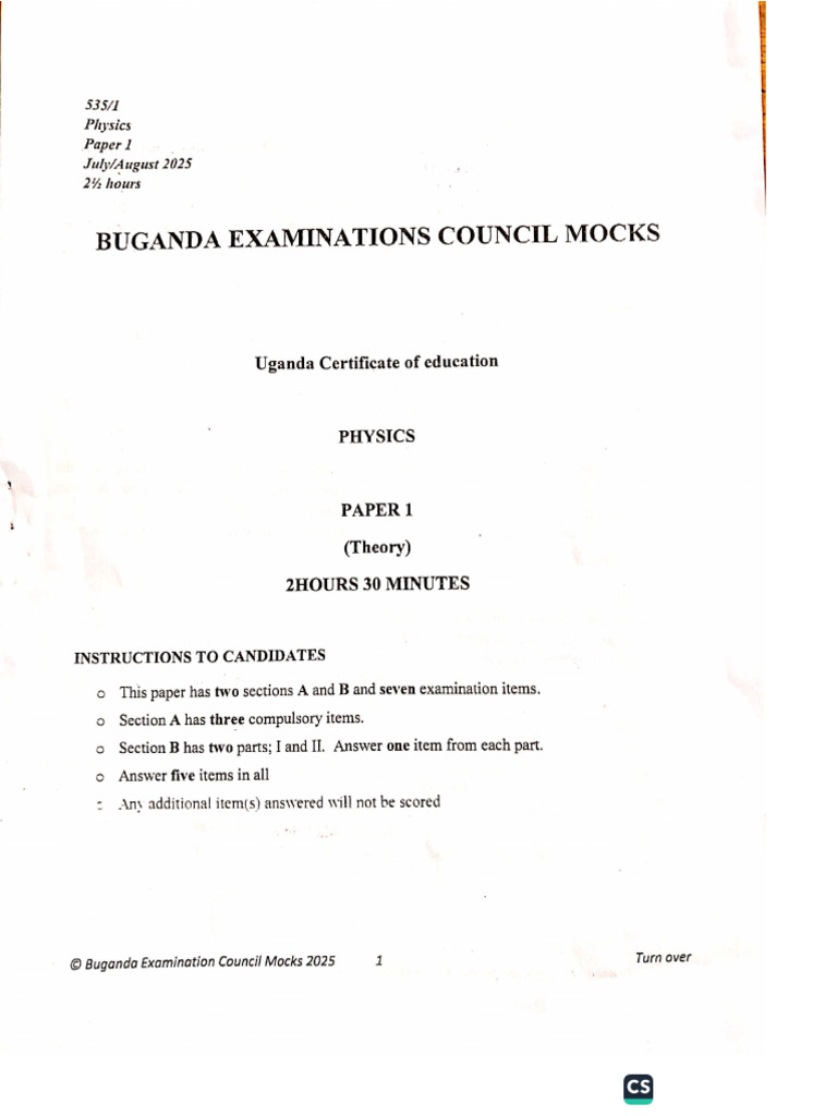 Physics Paper 1 | PDF