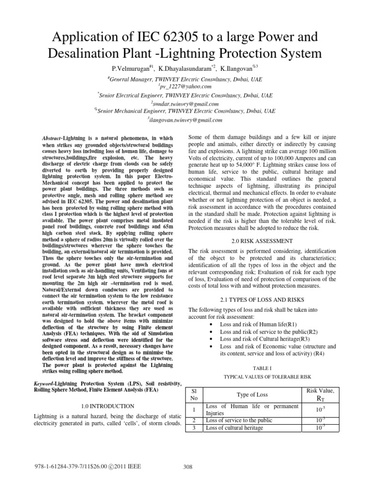 Application of IEC 62305 To A Large Power and Desalination Plant ...