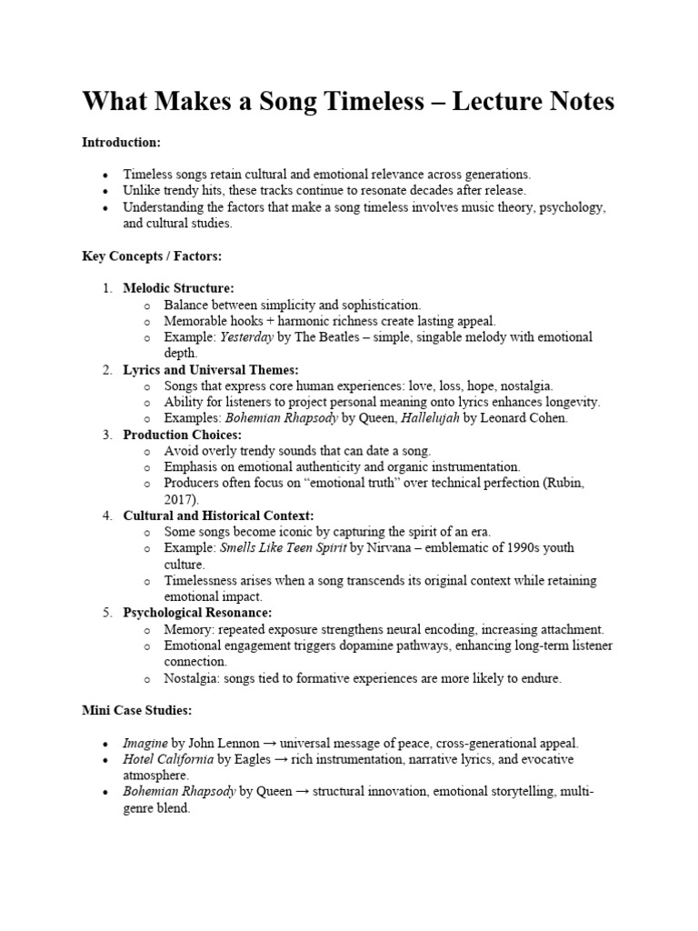 What Makes A Song Timeless | PDF | Emotions