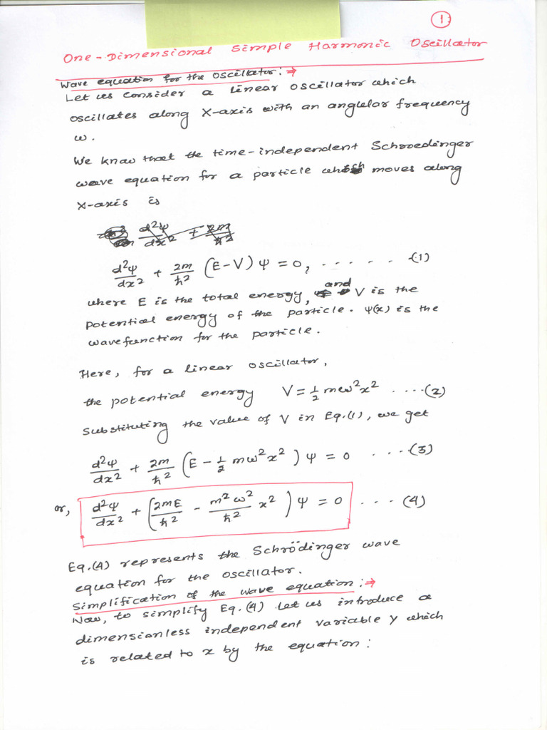 1D Simple Harmonic Motion - SHO | PDF