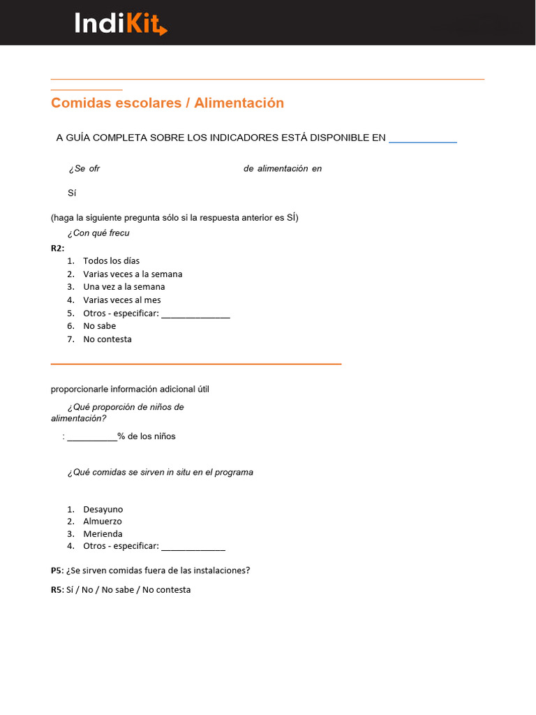 Encuesta sobre Comidas Escolares y Alimentación | PDF