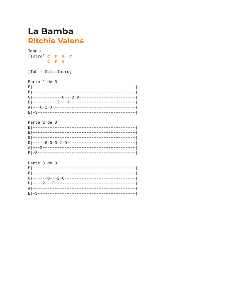 La Bamba - Ritchie Valens - 251018 - 153602 | PDF | La Bamba (Canción ...