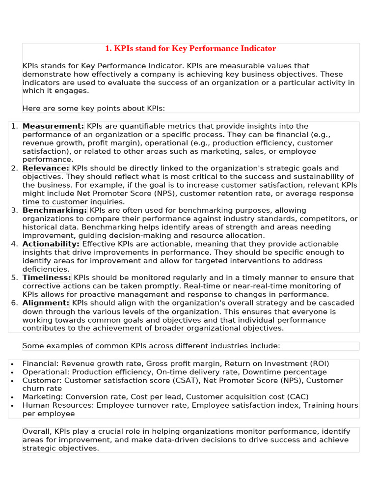 Key Performance Indicator - KPIs | PDF | Performance Indicator | Analytics