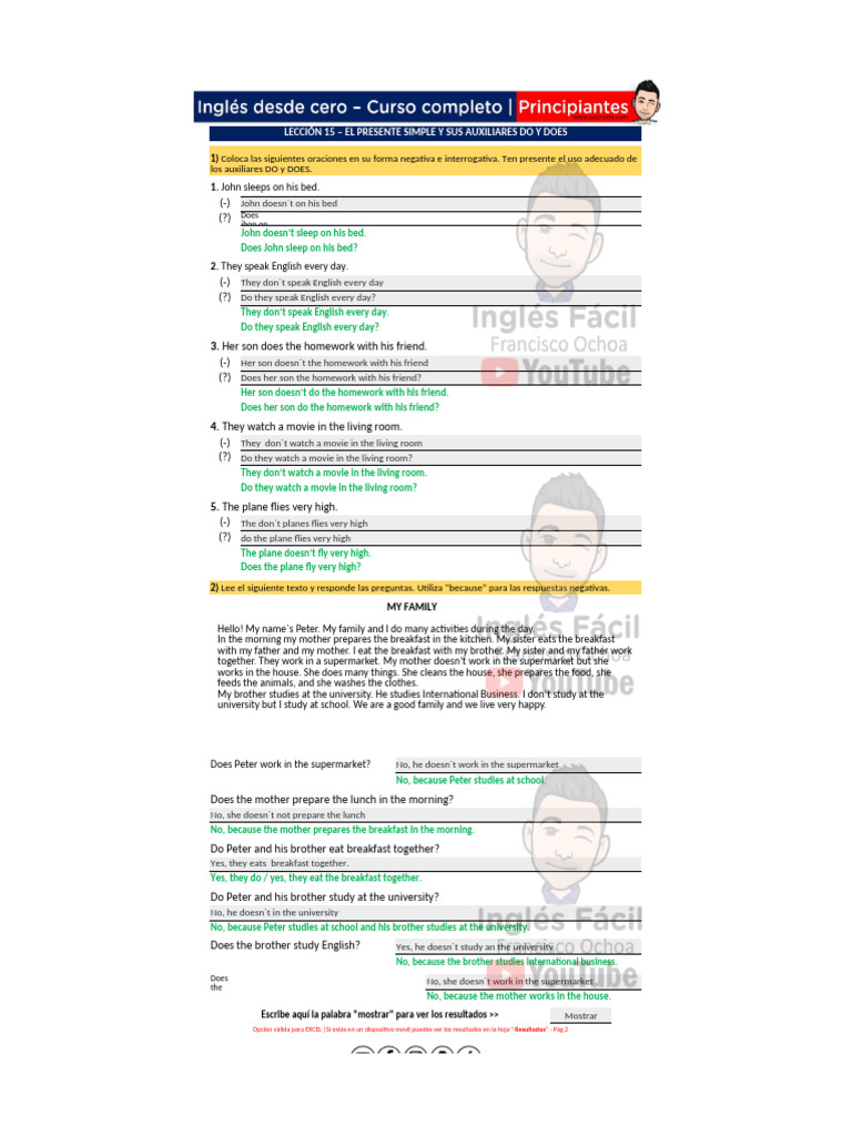 Presente Simple: Do y Does en Inglés | PDF