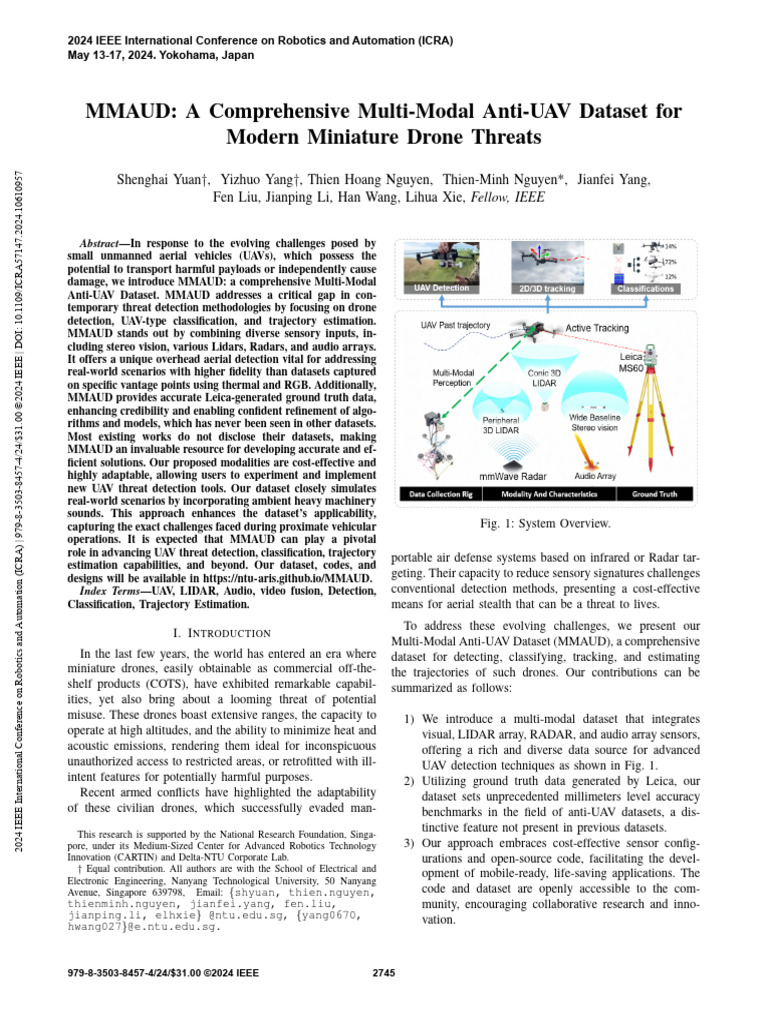 MMAUD A Comprehensive Multi-Modal Anti-UAV Dataset For Modern Miniature ...