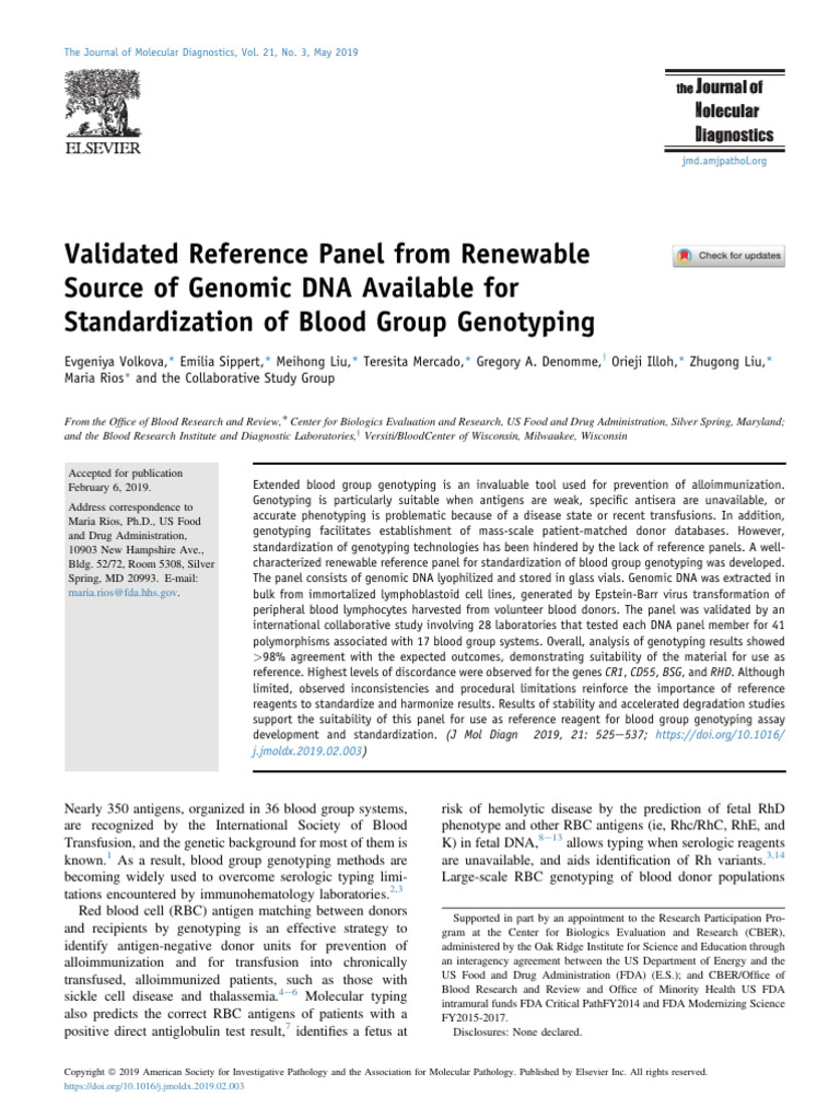 Renewable DNA Panel for Blood Genotyping | PDF | Single Nucleotide ...