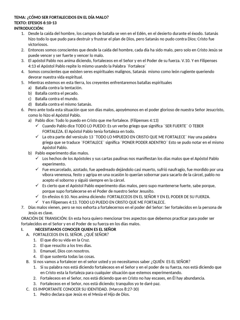 Como Ser Fortalecidos en El Dia Malo | PDF | Epístola a los filipenses ...