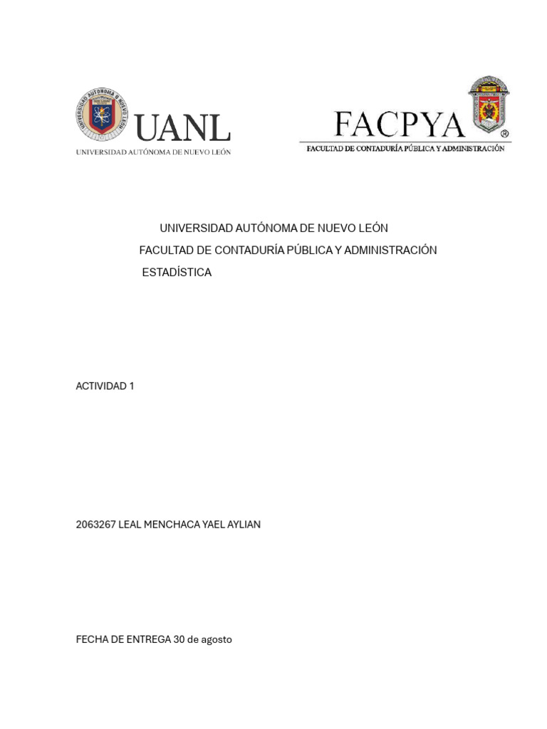 Estadística Act 1 - 2063267 | PDF