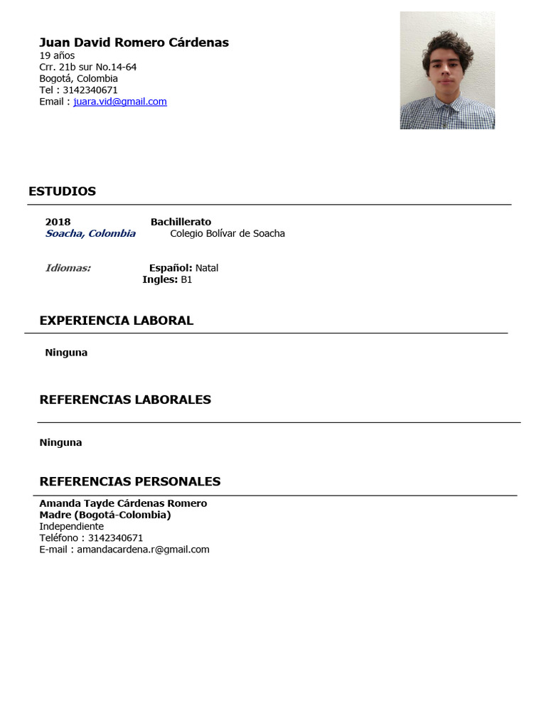 Juan Romero Hoja de Vida | PDF