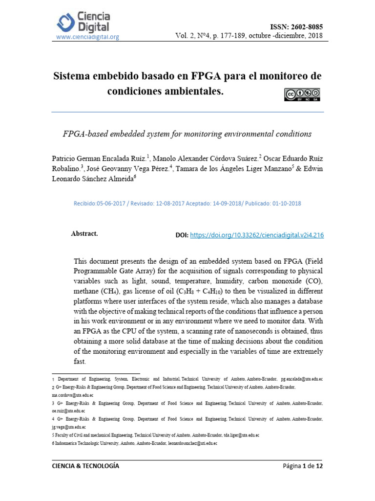 Paper Embebido | PDF | Sensor | Arreglos de compuertas lógicas ...
