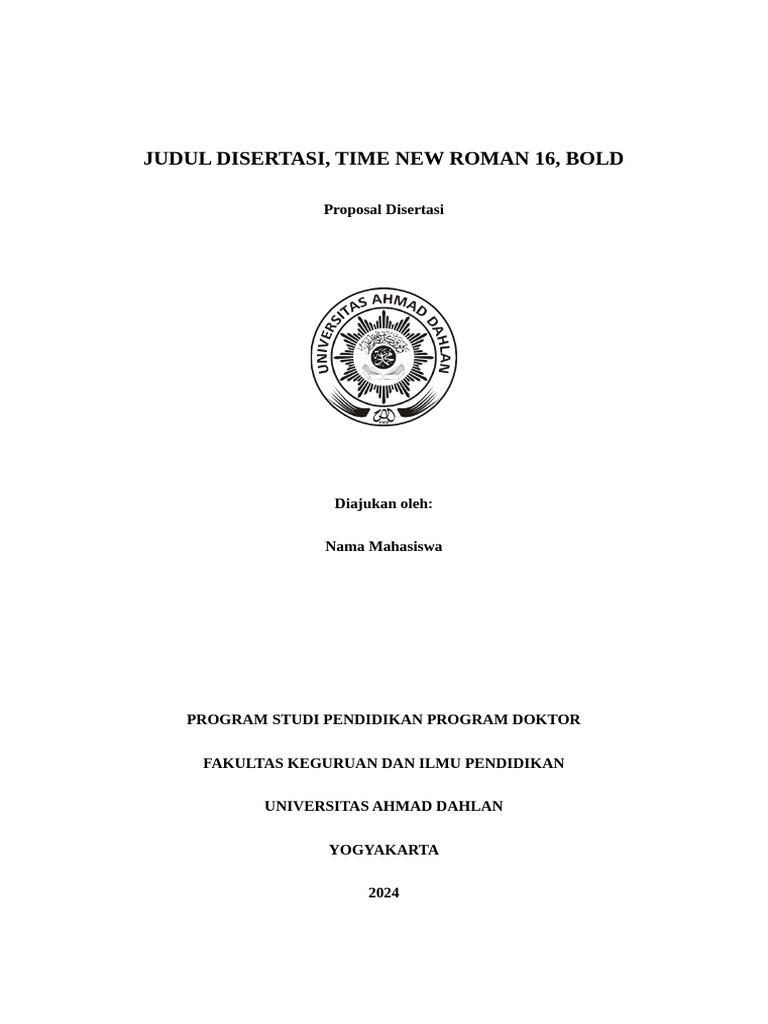 Panduan Proposal Disertasi Pendidikan | PDF