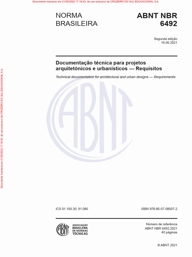NBR 6492 - Documentação Técnica para Projetos | PDF