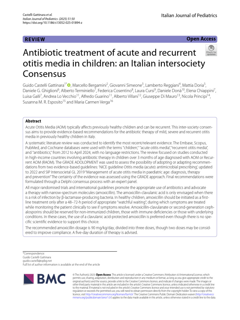 Antibiotic Treatment of Acute and Recurrent Otitis Media in Children ...