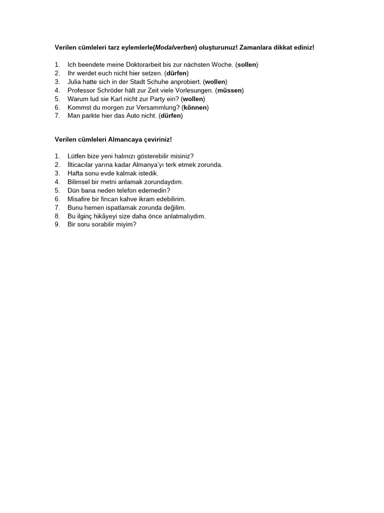 ALM 126 Gramer B2 9.hafta Alıştırmalar | PDF