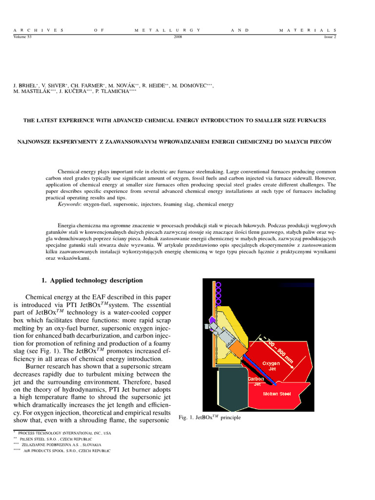 Advanced Chemical Energy in EAFs | PDF | Materials | Industrial Processes