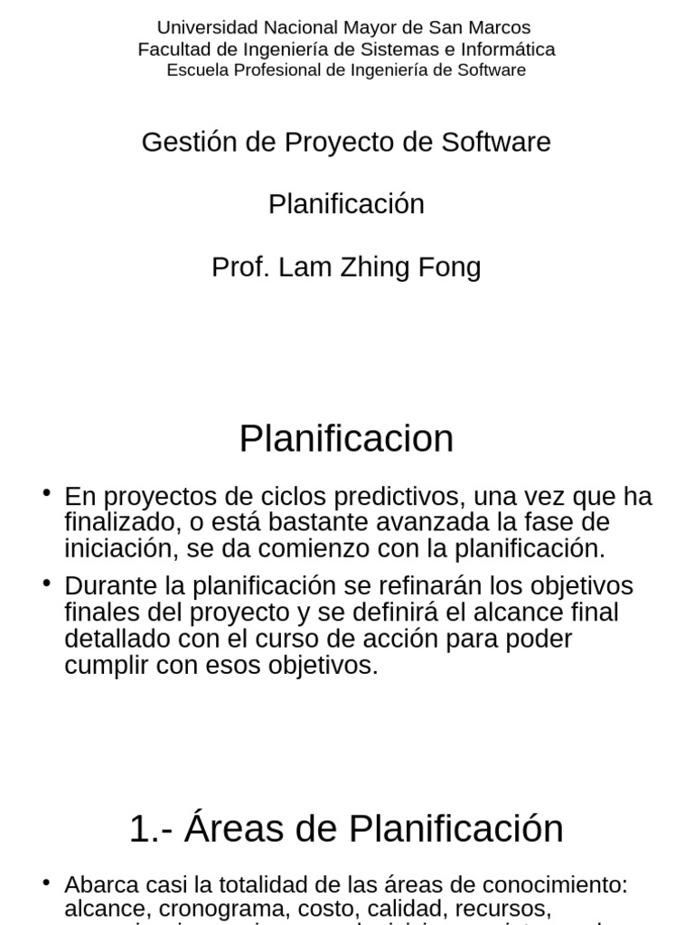 Planificación De Proyectos De Software Pdf Planificación Software