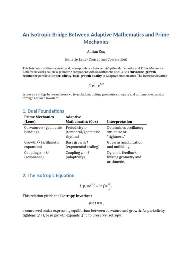 Isotropic Link: Adaptive Math & Prime Mechanics | PDF | Geometry | Helix