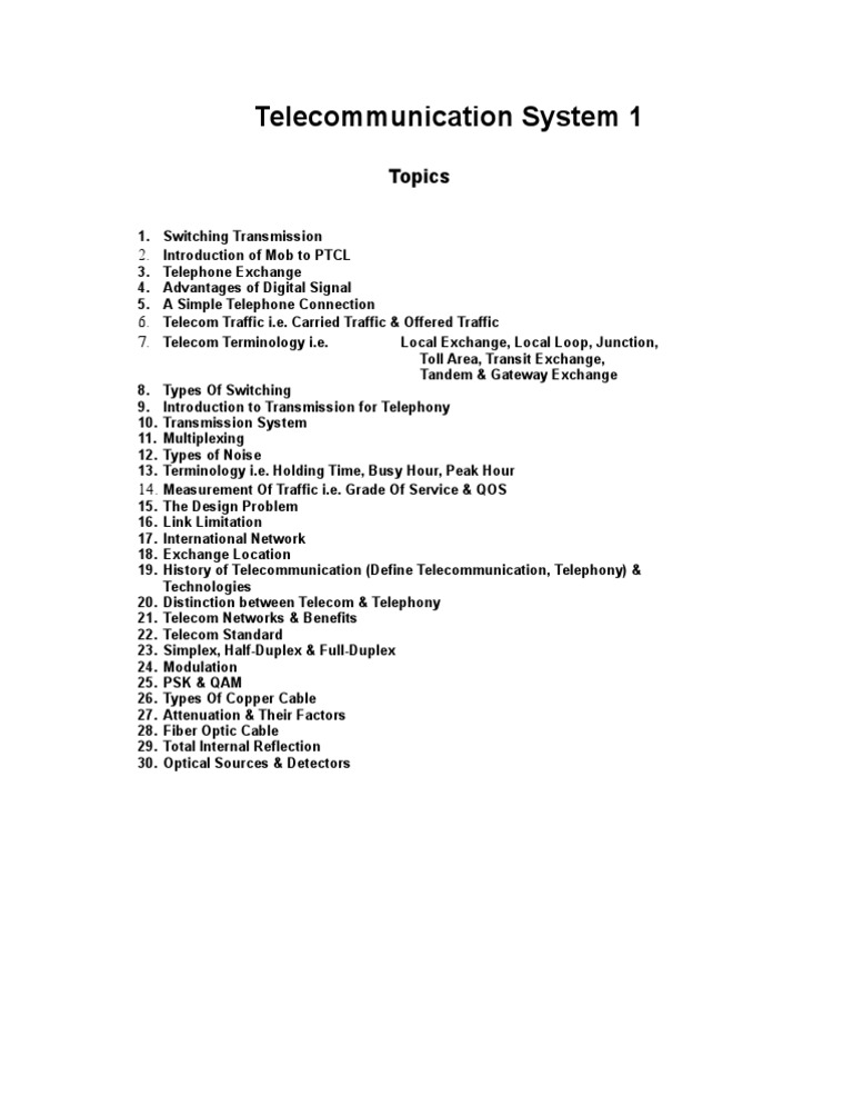 Telecommunication System 1 | PDF
