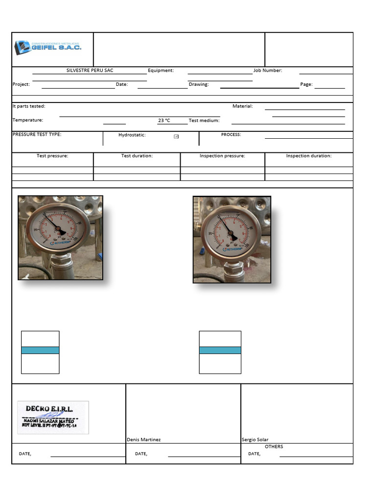 Pruebas Hidrostaticas 1 2 | PDF | Presión