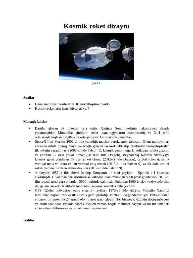 7.Sinif-Həftə 5-Kosmik Raket Dizaynı | PDF