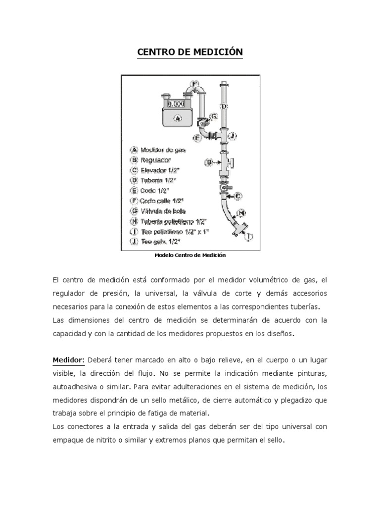 Especificaciones del Centro de Medición de Gas | PDF