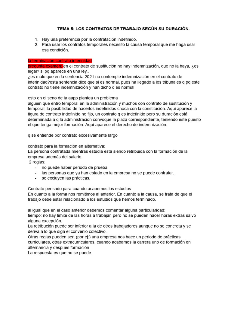 Tema 5 Los Contratos de Trabajo Según Su Duración | PDF | Outsourcing