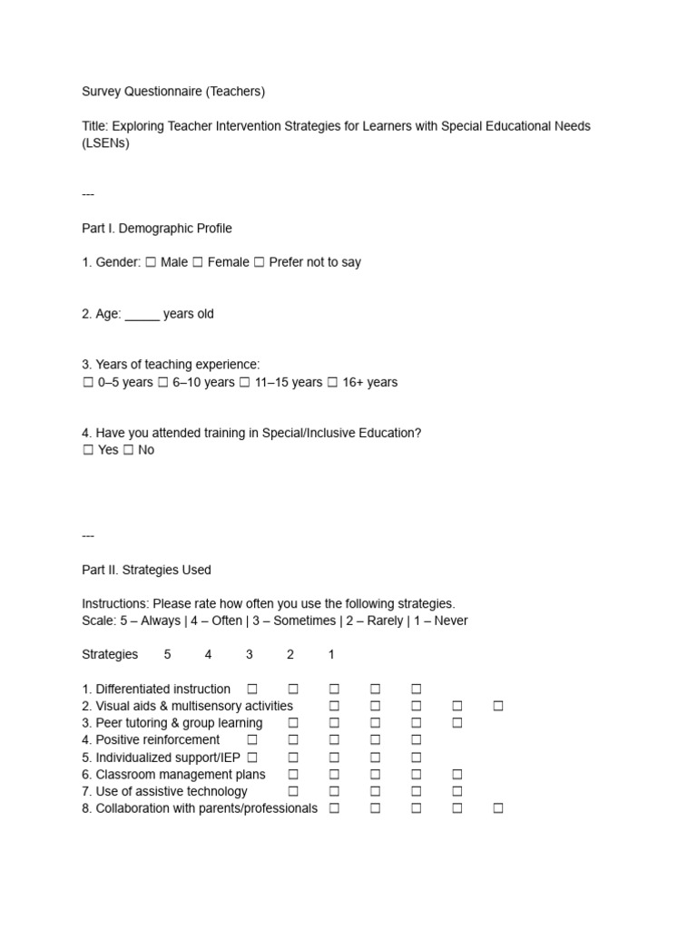 Teacher Strategies for Special Needs Education | PDF