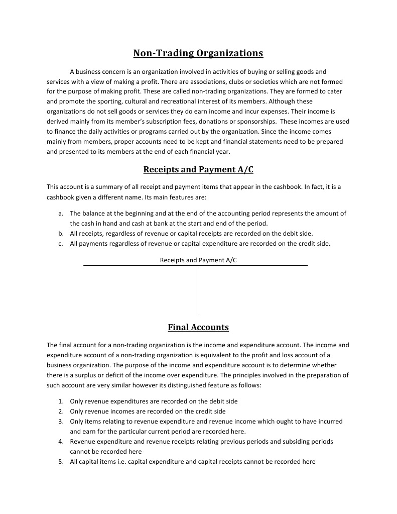 Non Trading Organization | Expense | Debits And Credits