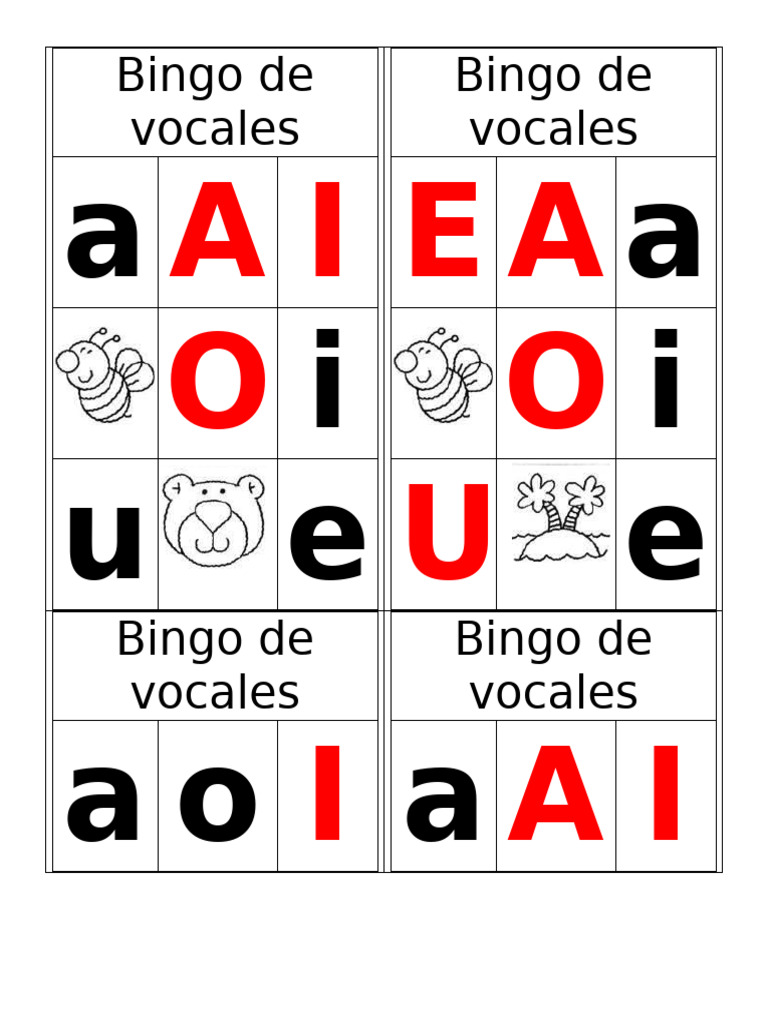 Bingo de Vocales | PDF