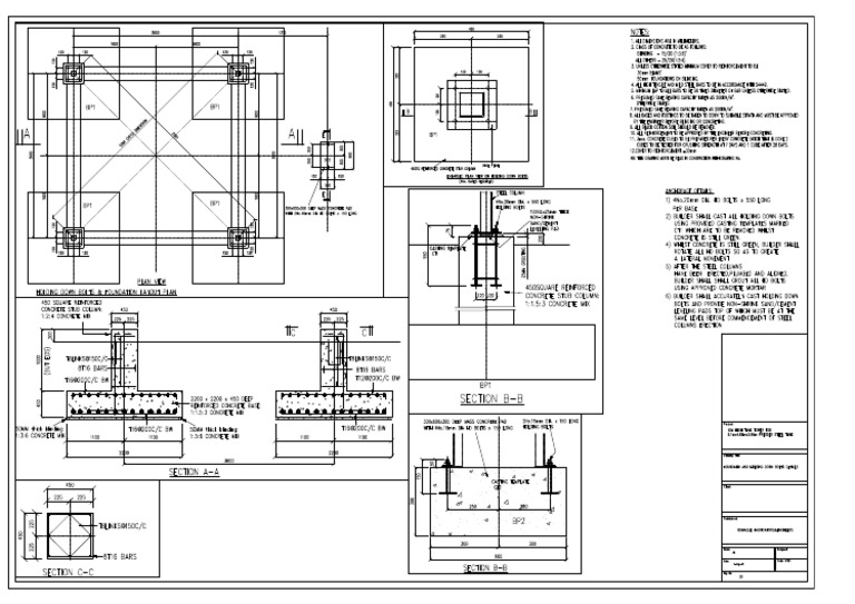 01-Foundation & HD Bolts Layout-Iso - A3 | PDF
