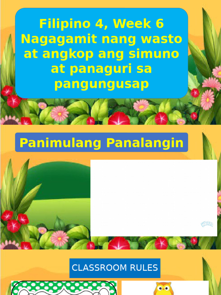 Fil 4 Wk6 Nagagamit Nang Wasto at Angkop Ang Simuno at Panaguri Sa ...
