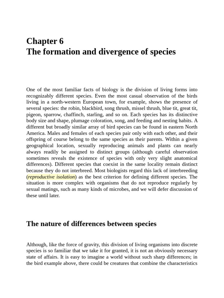 Species Formation and Reproductive Isolation | PDF | Mutation | Evolution