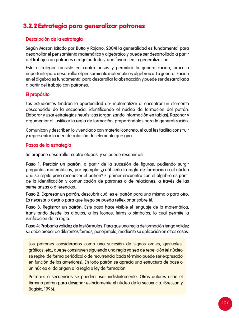 Estrategia para Generalizar Patrones Matemáticos | PDF | Pensamiento ...