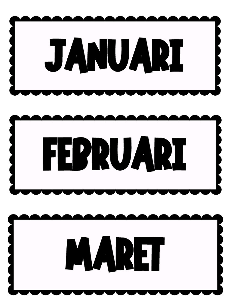 Months of The Year Labels Document in Colourful Fun Style | PDF