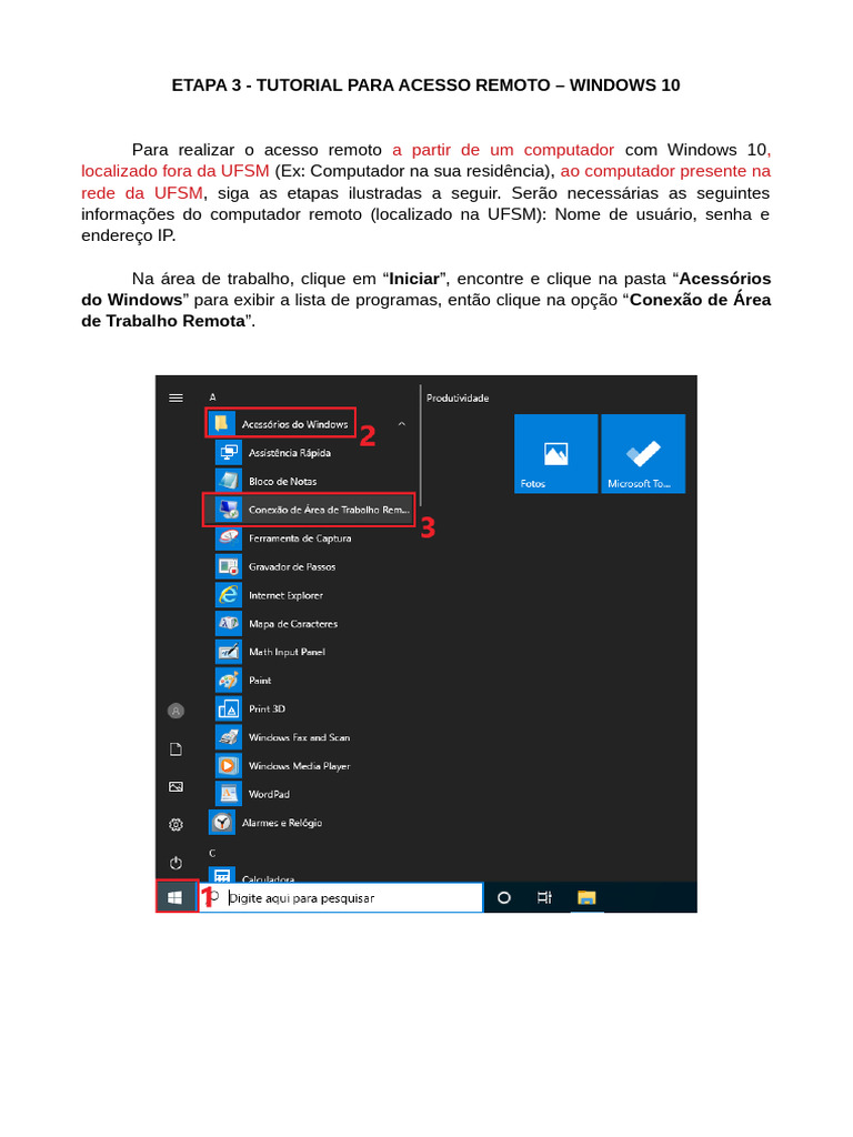 Acesso Remoto no Windows 10: Tutorial UFSM | PDF