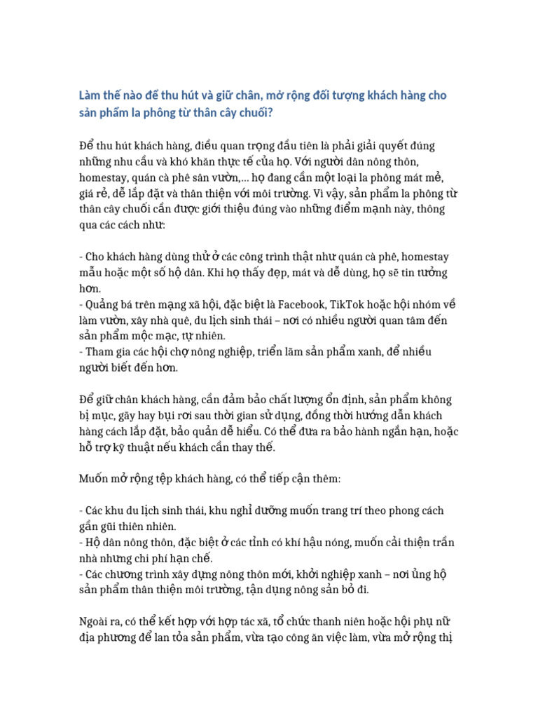 Thu Hut Va Giu Chan Khach Hang La Phong Than Chuoi | PDF