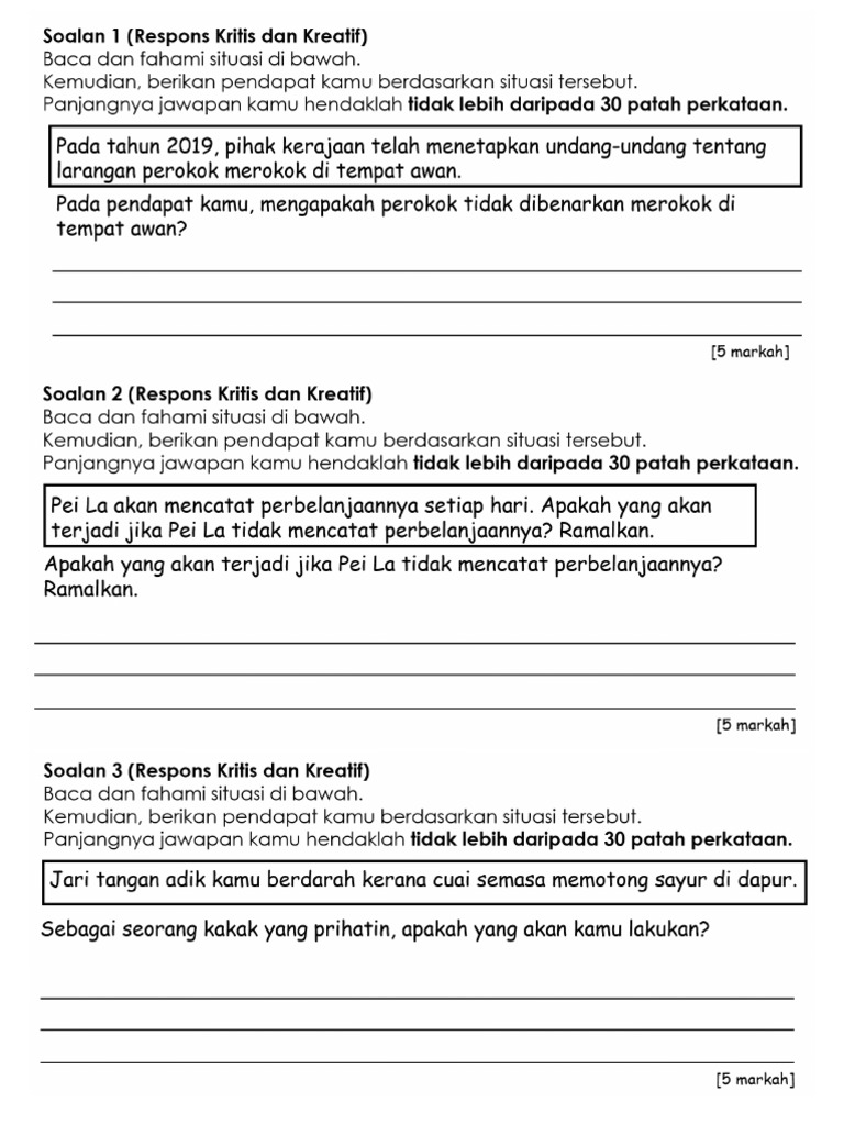 2024 S4 BM Sem3 RKDK&Penulisan Perenggan - Latihan | PDF