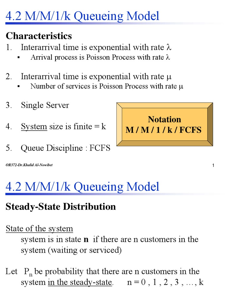 Lec12 MM1k Queueing System2 | PDF | Probability Theory | Statistical Theory