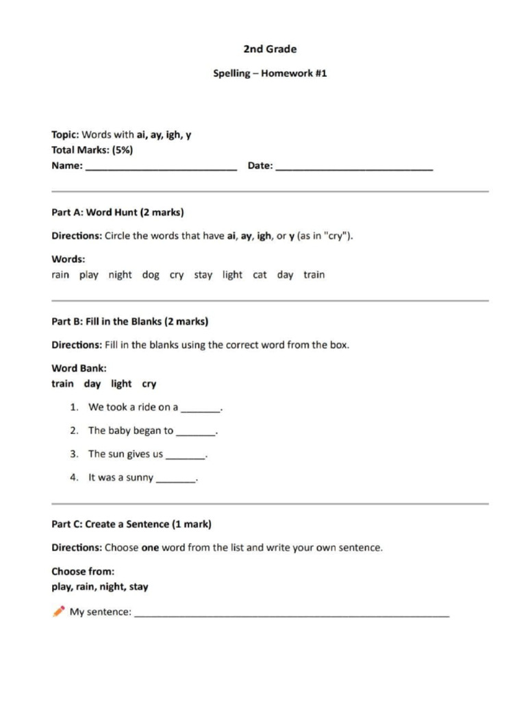 1760113711-Spelling Homework 1 | PDF