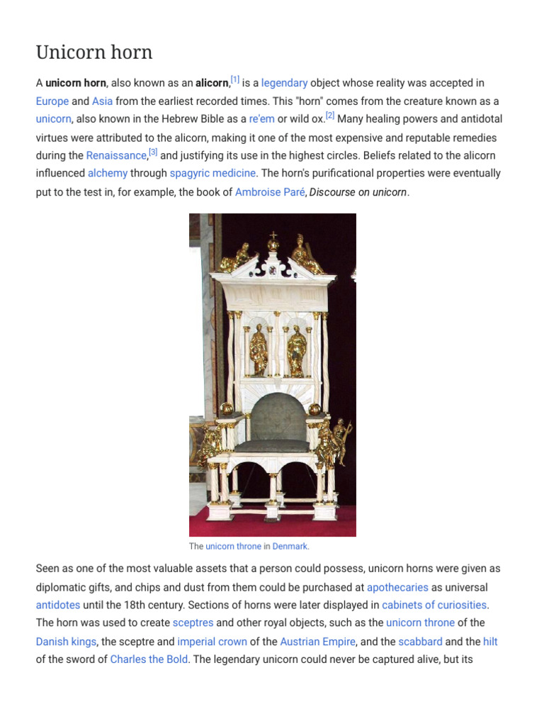 Unicorn Horn - Wikipedia | PDF | Heraldic Beasts | Fantasy Creatures
