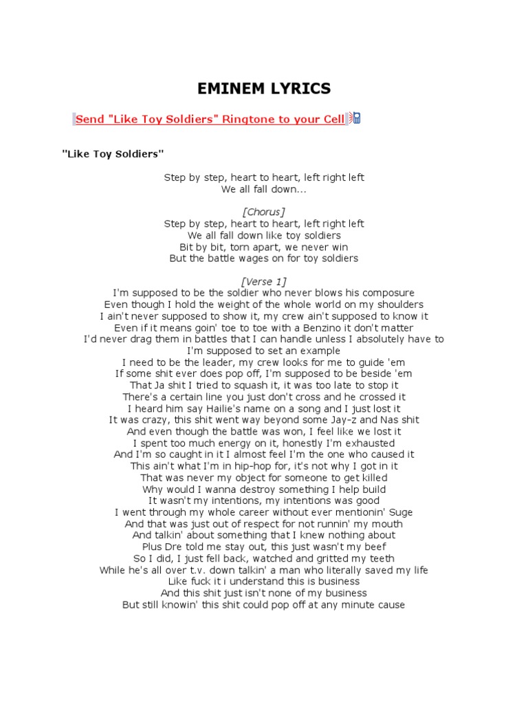 Eminem Lyrics | Download Free PDF | Hip Hop | Popular Music