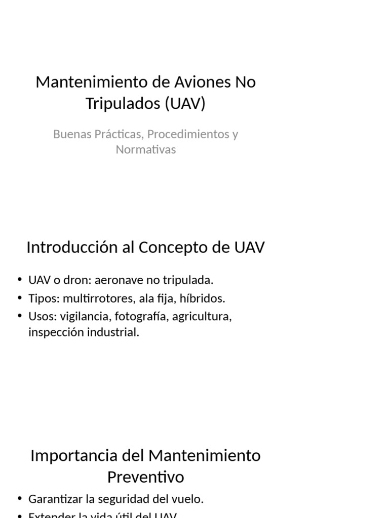 Mantenimiento Efectivo de UAVs: Guía Completa | PDF | Vehículo aéreo no ...