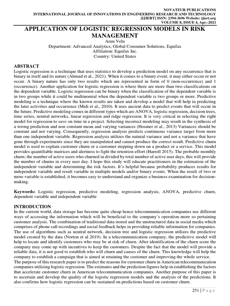 Application of Logistic Regression Model | PDF | Regression Analysis ...