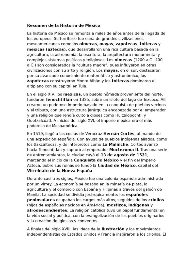 Historia de México: Civilizaciones y Revoluciones | PDF | México ...