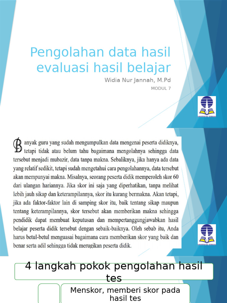 TPEN4408 - Sesi 6. Pengolahan Data Hasil Evaluasi Hasil Belajar | PDF