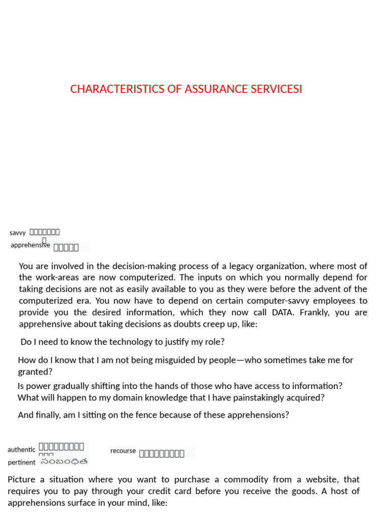 Key Characteristics of Assurance Services | PDF | Audit | Interest