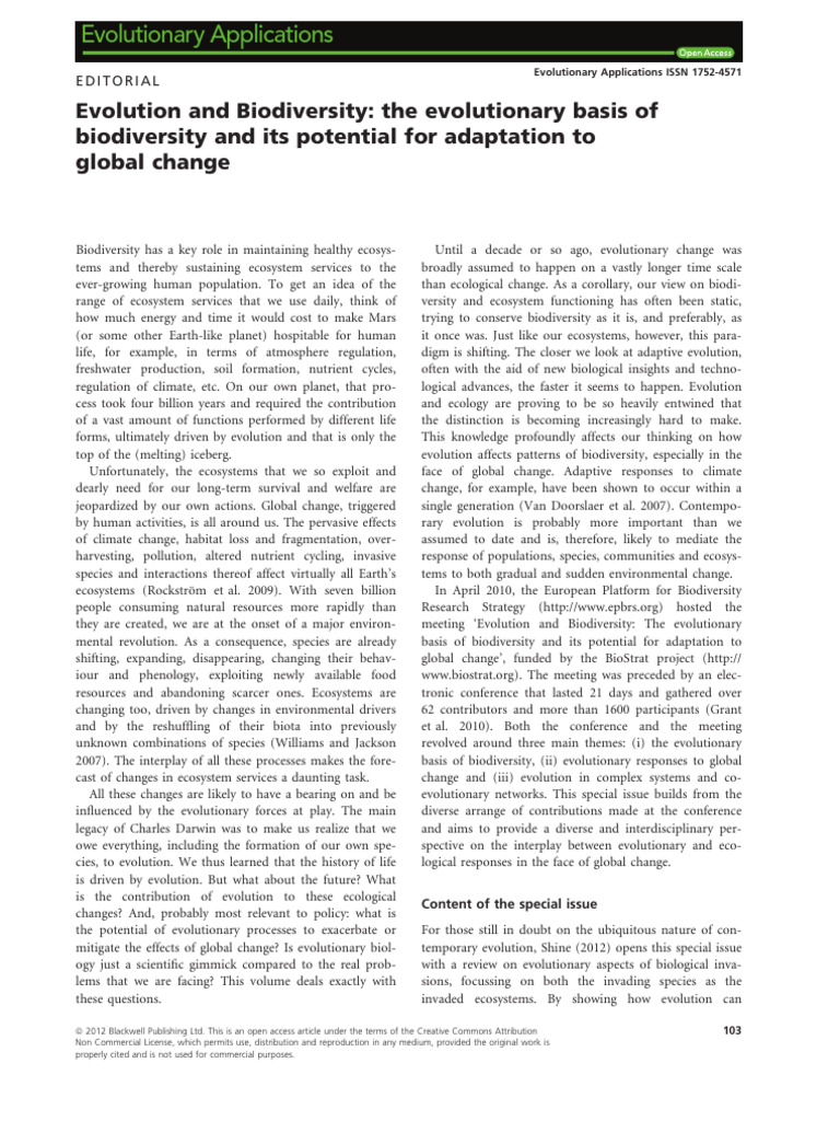Evolution and Biodiversity Adaptation | PDF | Evolution | Biodiversity