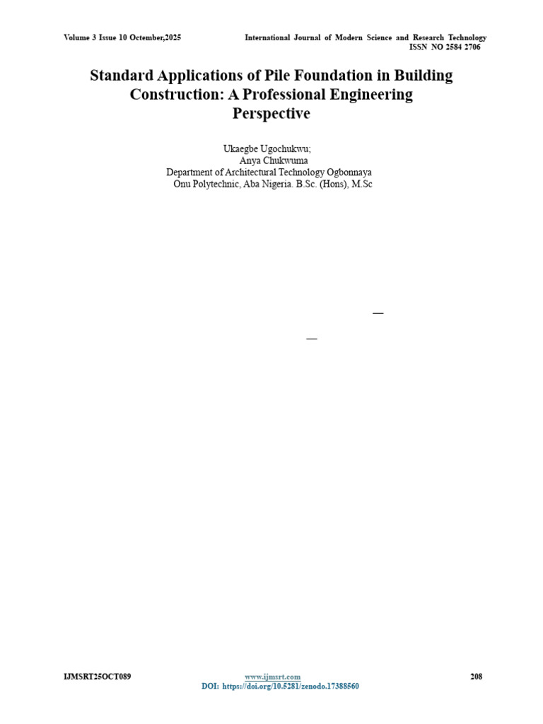 Standard Applications of Pile Foundation in Building Construction A ...