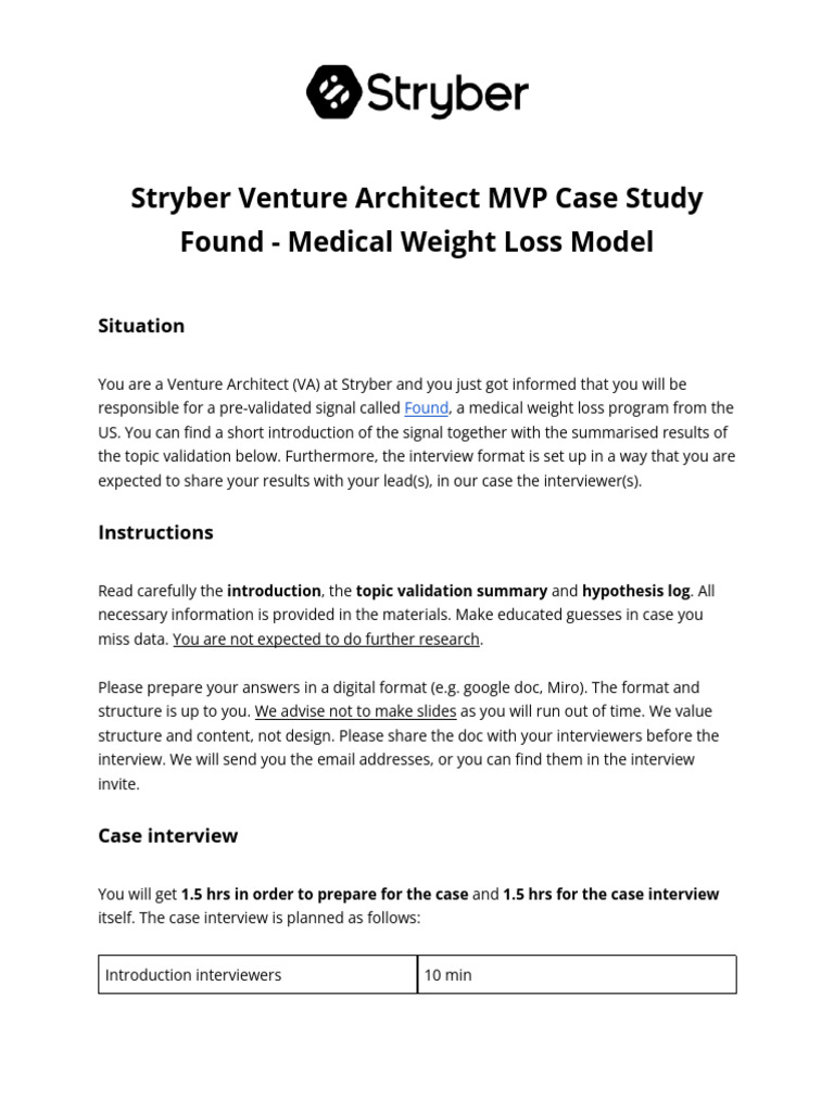 Stryber Found Medical Weight Loss Case Study | PDF | Weight Loss | Dieting