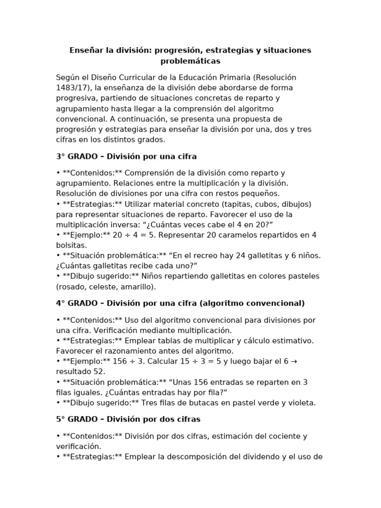 Estrategias para enseñar la división | PDF | División (Matemáticas ...